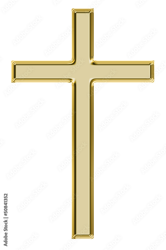 Gold cross isolated on white. Stock Illustration | Adobe Stock
