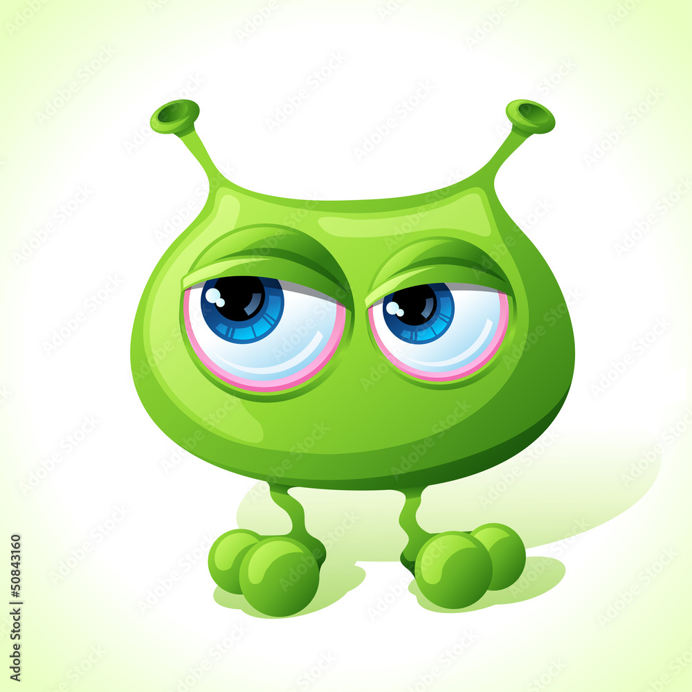 Vector cute green monster isolated on white background. Stock Vector ...