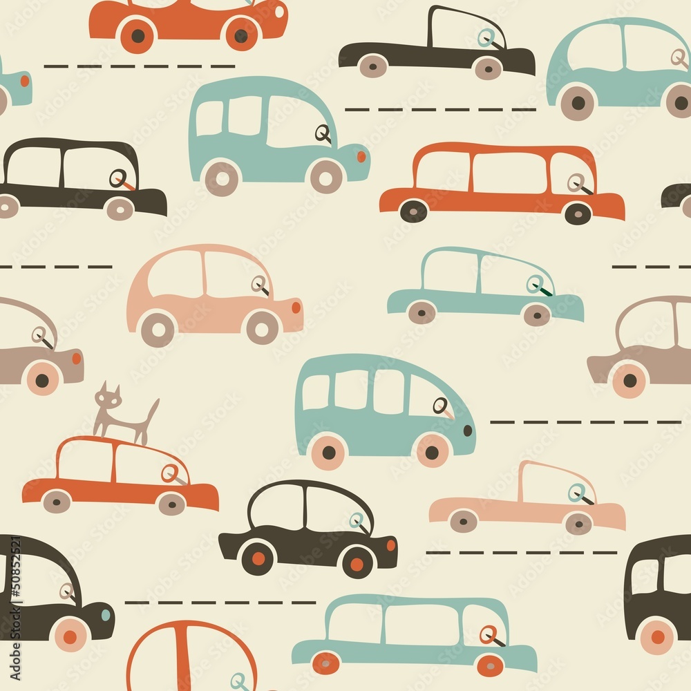 seamless cartoon map of cars and traffic Stock Vector | Adobe Stock