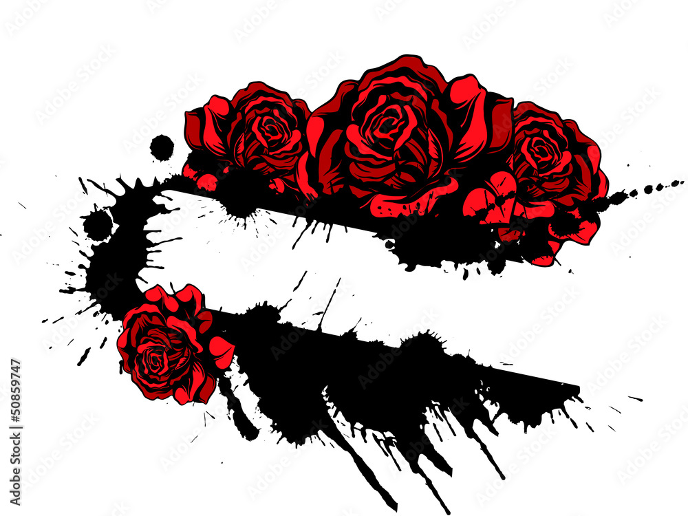 Red roses and splatter design template Stock Vector | Adobe Stock