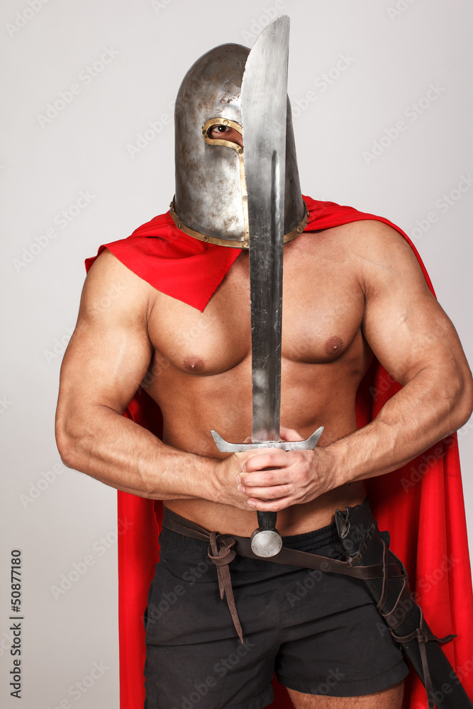 Hot musculed fighter with his sword Stock Photo | Adobe Stock