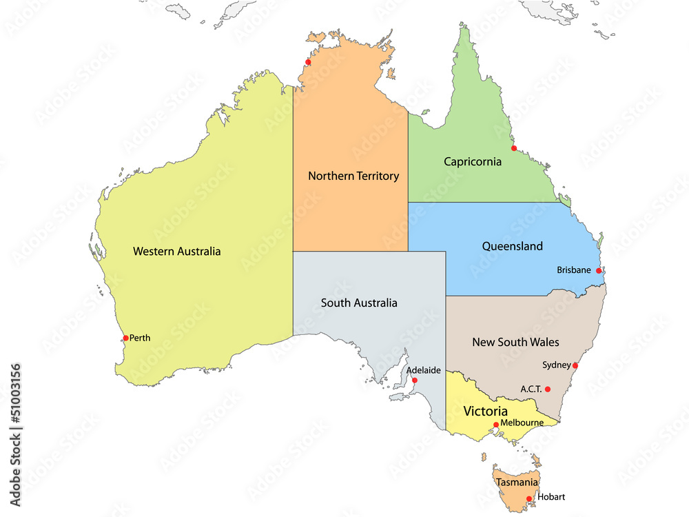 Detailed map of Australia with internal boundaries Stock Vector | Adobe ... Detailed map of Australia with internal boundaries Stock Vector | Adobe ...