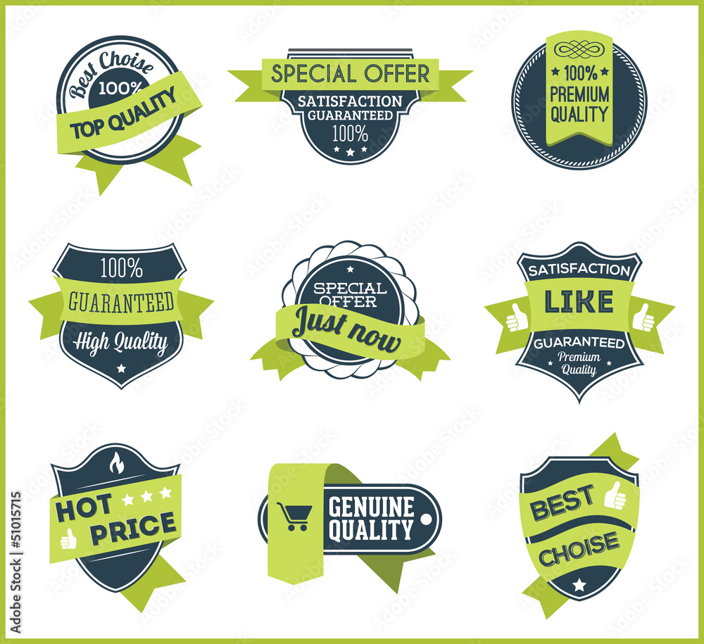 Green marketing labels (set of 5) Stock Vector | Adobe Stock