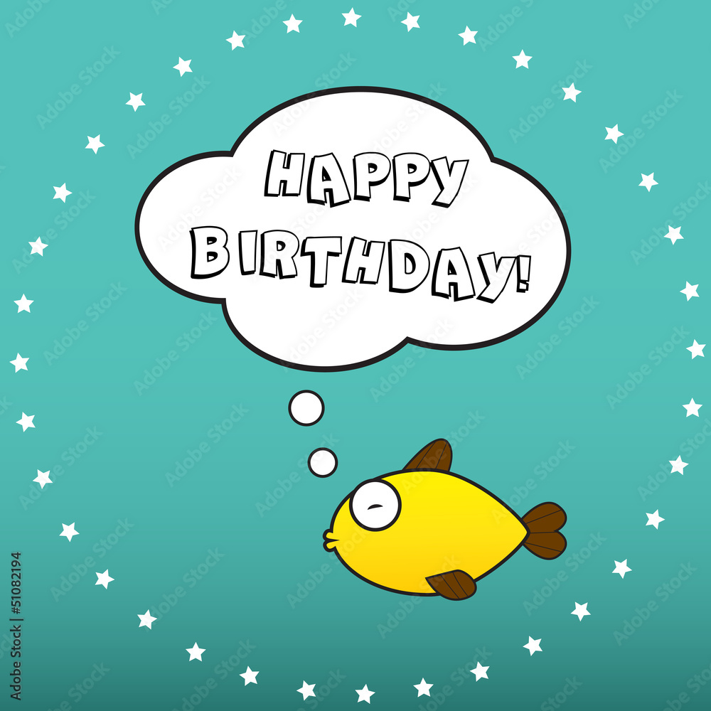 Happy Birthday Wishes From a Fish. Vector Illustration Stock Vector ...