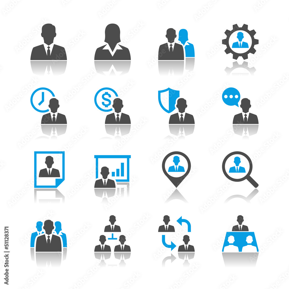 Human resource management icons - reflection theme Stock Vector | Adobe ...