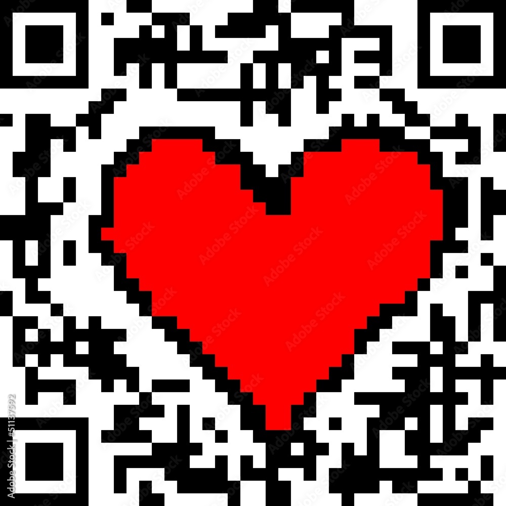 heart symbol in QR code Stock Vector | Adobe Stock