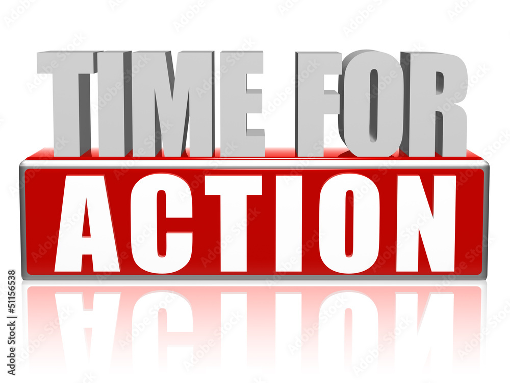 time for action in 3d letters and block Stock Illustration | Adobe Stock