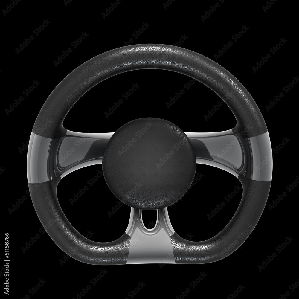 futuristic steering wheel Isolated on black background. High resolution ...