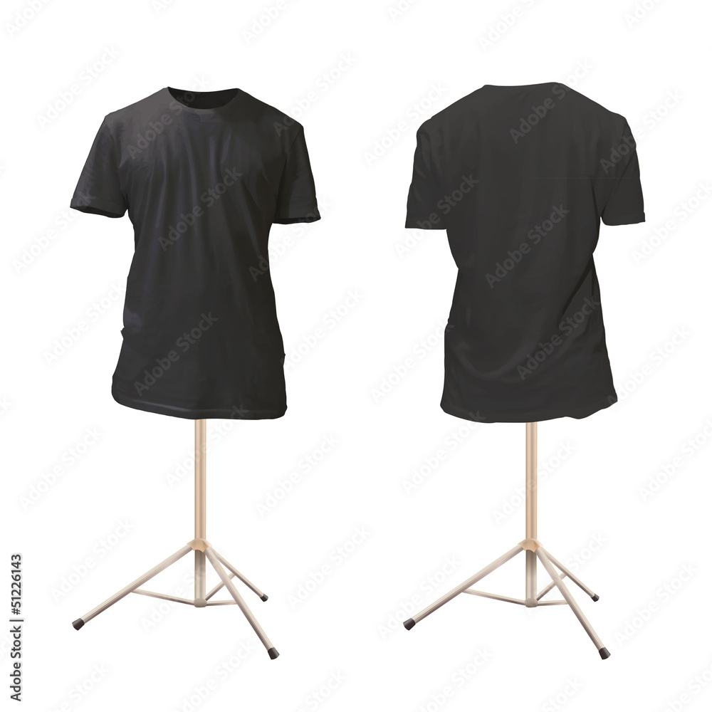 Empty black shirt design. Realistic vector illustration. Stock Vector ...