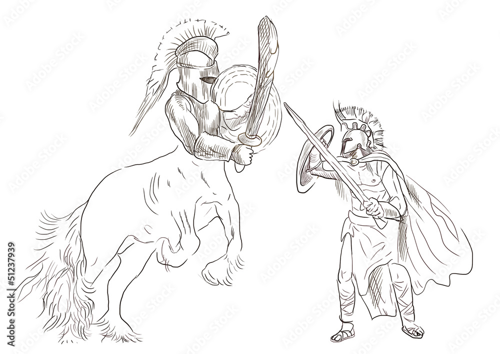 Greek myth and legends - Theseus and Centaur Stock Illustration | Adobe ...