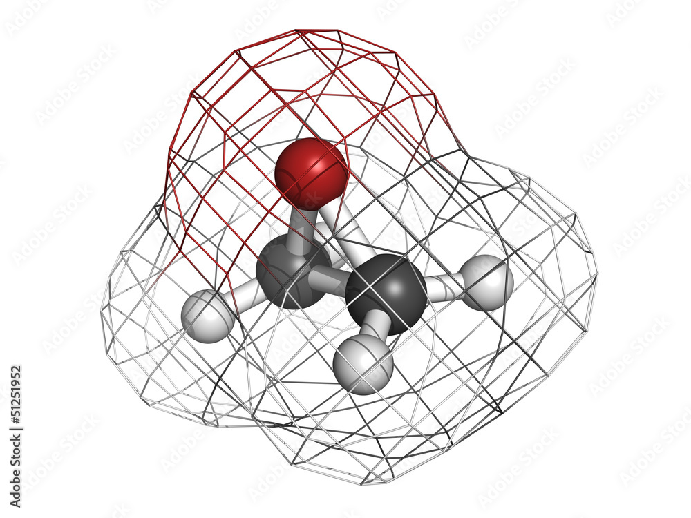 ภาพประกอบสต็อก Ethylene oxide (oxirane), molecular model. Ethylene is ...