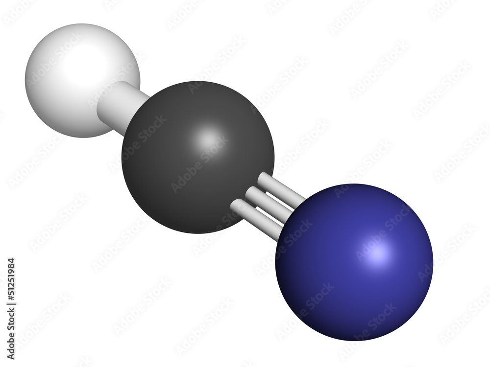 Hydrogen cyanide (HCN, Prussic acid) poison molecule, chemical s Stock ...