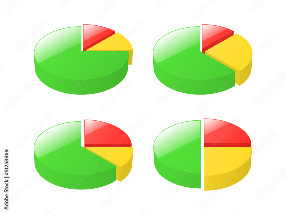 Set of 3d exploded pie charts. Vector illustration Stock Vector | Adobe ...