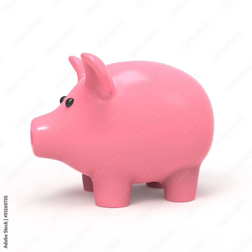 Cute Piggy Bank Side View