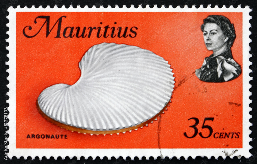 Postage stamp Mauritius 1969 Argonaut Shell, Argonauta, Octopus foto de ...