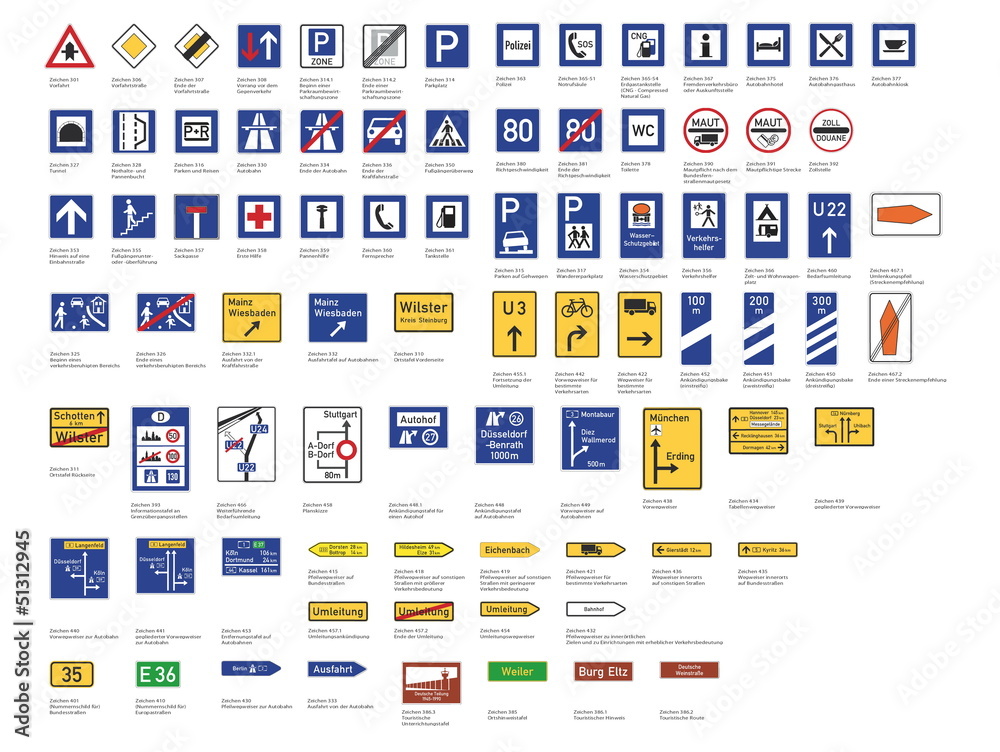Verkehrszeichen - Richtzeichen - VZ 301 - 467 vector de Stock | Adobe Stock