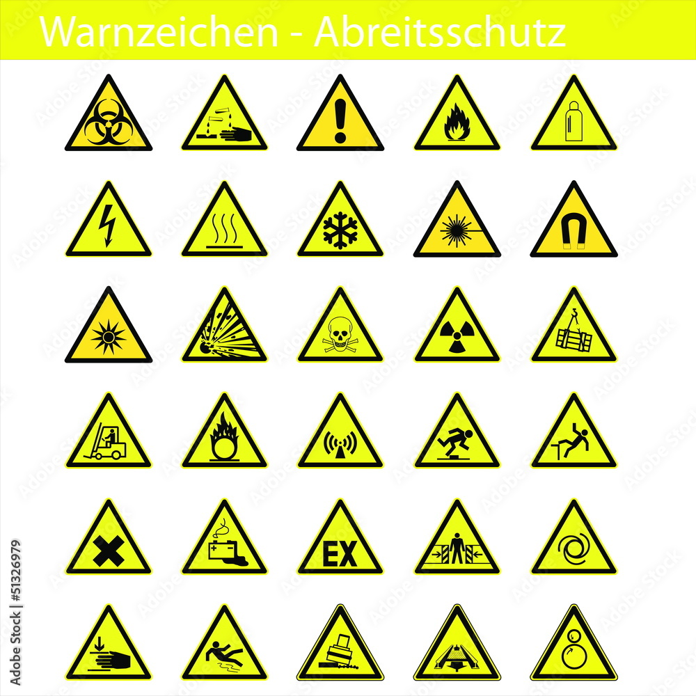 Warnzeichen - Arbeitsschutz - Sicherheitszeichen Stock-Vektorgrafik ...