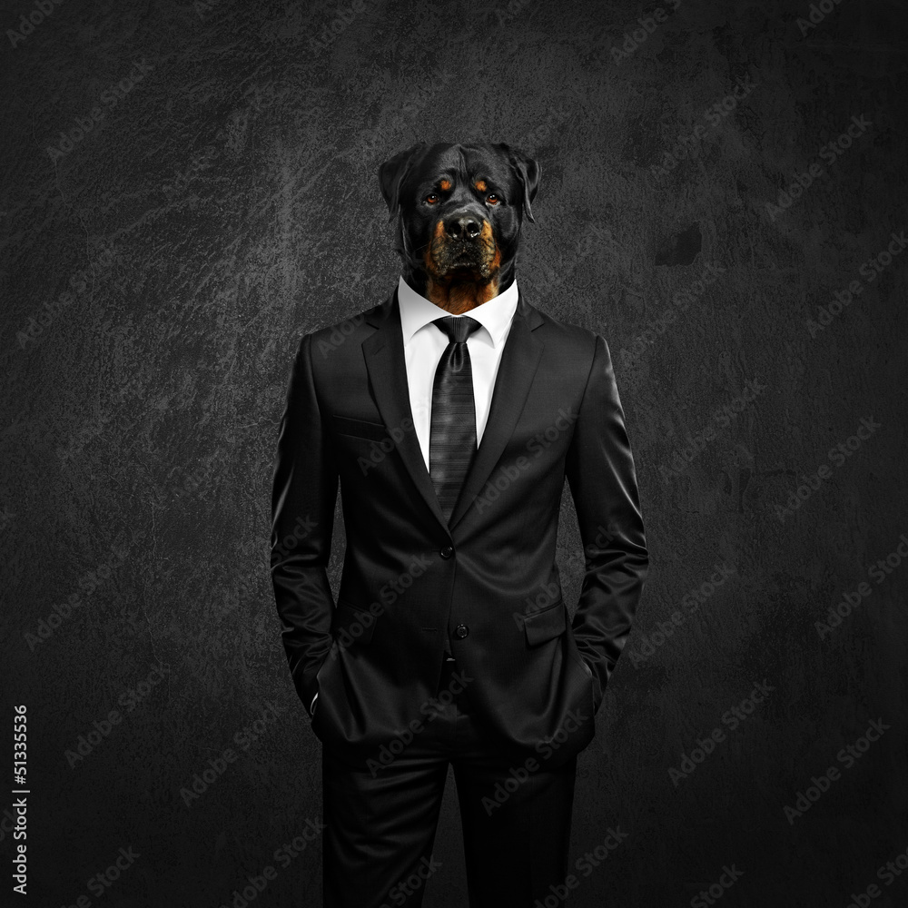 elegant man with dog head Stock Photo | Adobe Stock