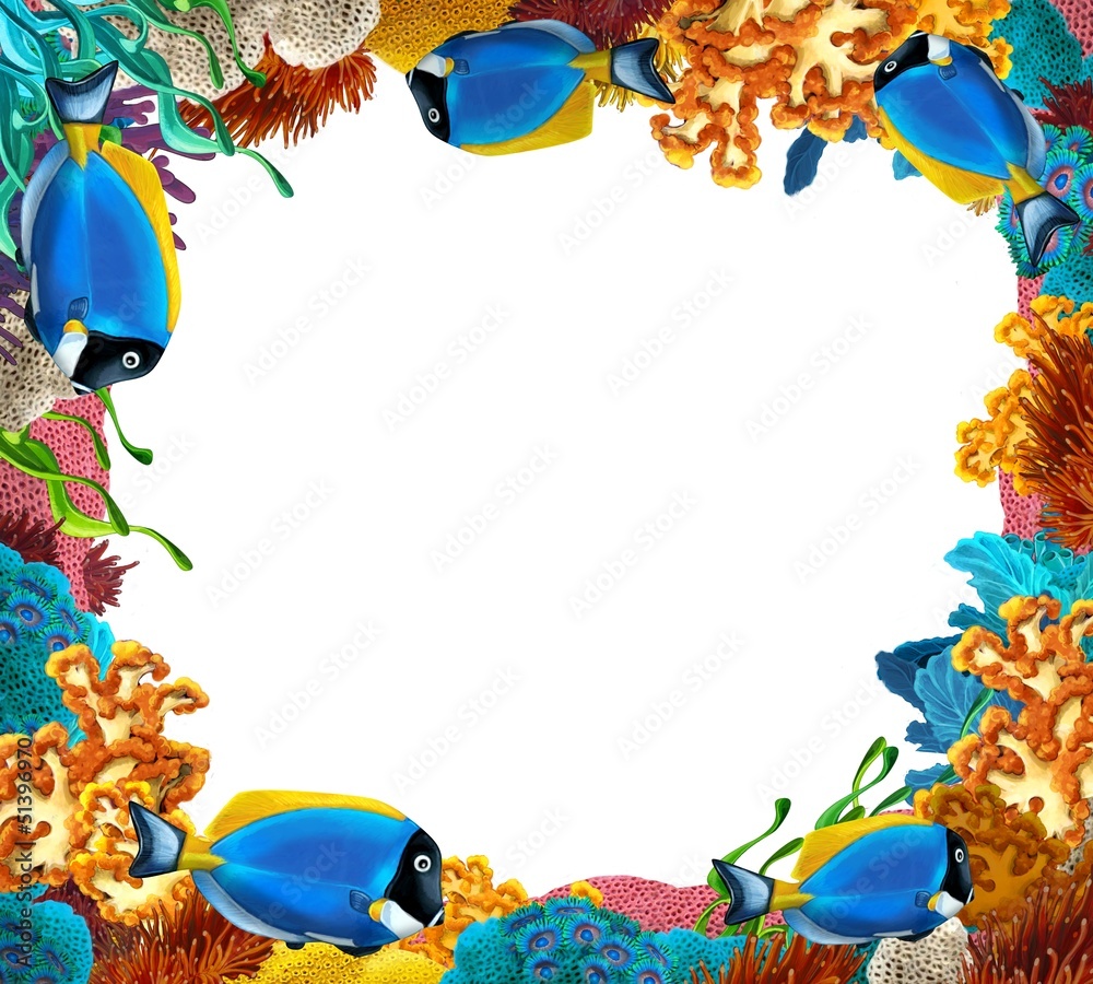 The coral reef - frame - border - illustration for the children Stock ...