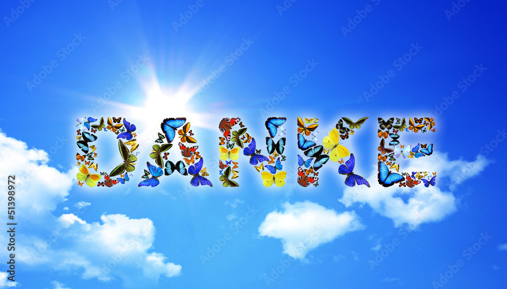 Danke - blauer Wolkenhimmel Stock-Foto | Adobe Stock