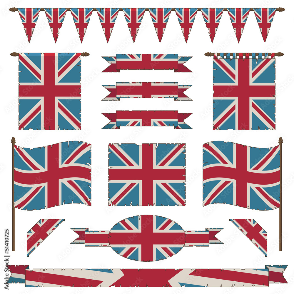uk flags and ribbons Stock Vector | Adobe Stock