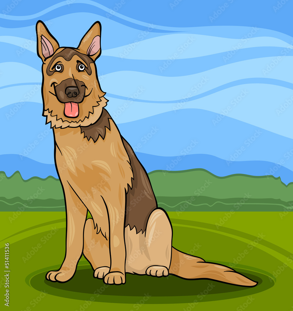 german shepherd dog cartoon illustration Stock Vector | Adobe Stock