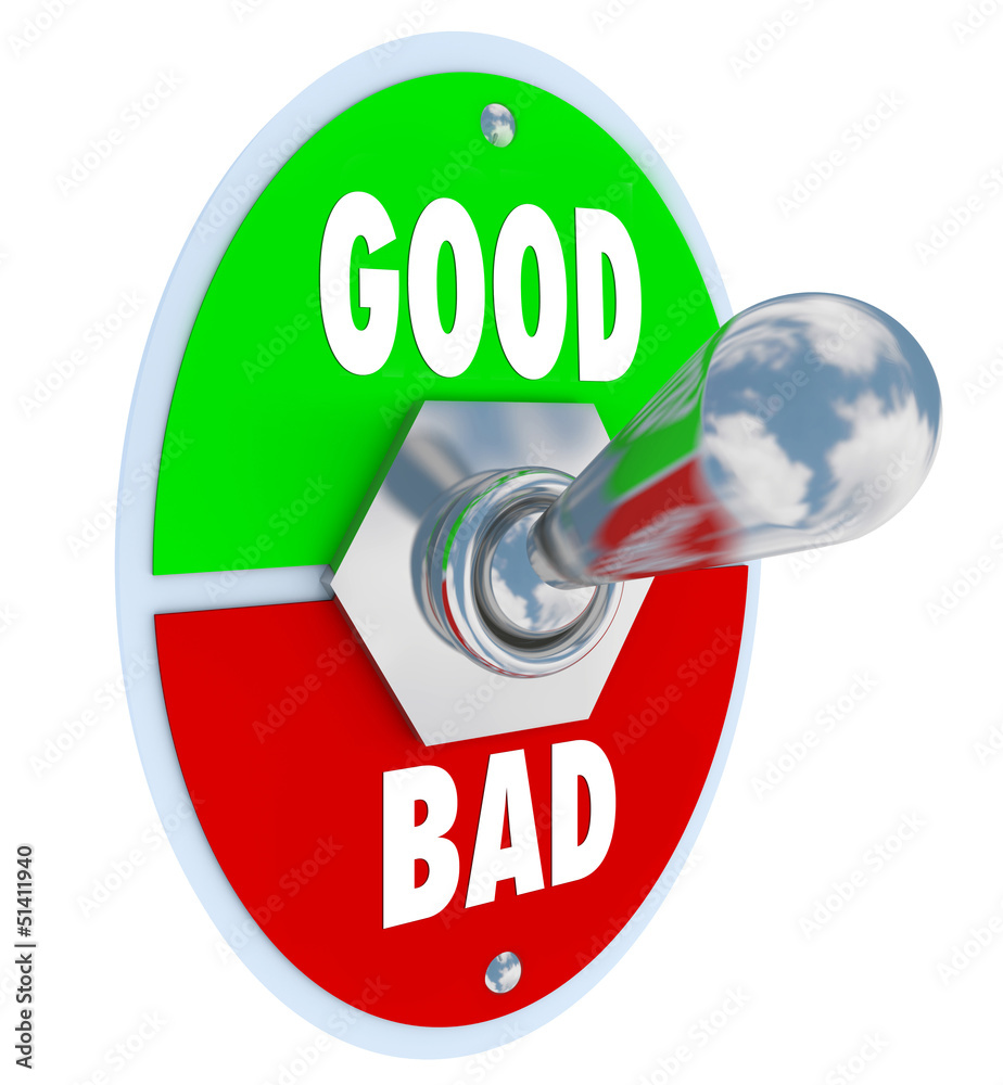 Good Vs Bad Words Toggle Switch Lever Judge Positive or Negative Stock ...