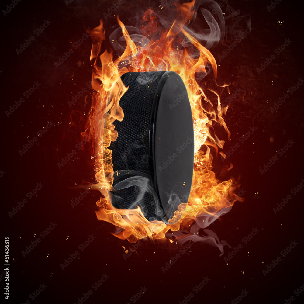 Hockey Puck On Fire
