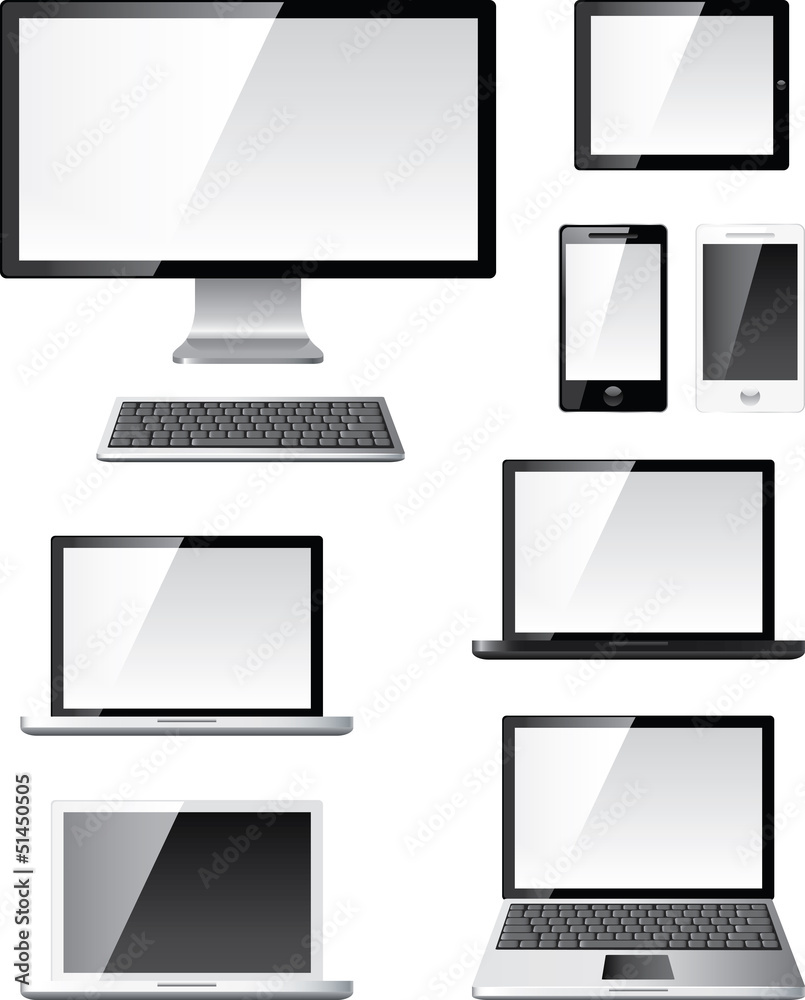 digital computer devices photo-realistic vector set Stock Vector ...