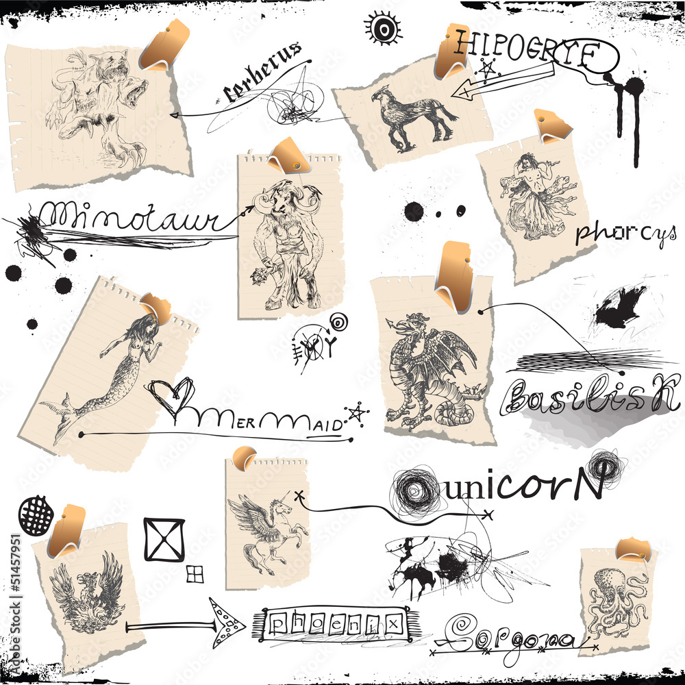 Collection of mythical characters - Greek myths Stock Vector | Adobe Stock