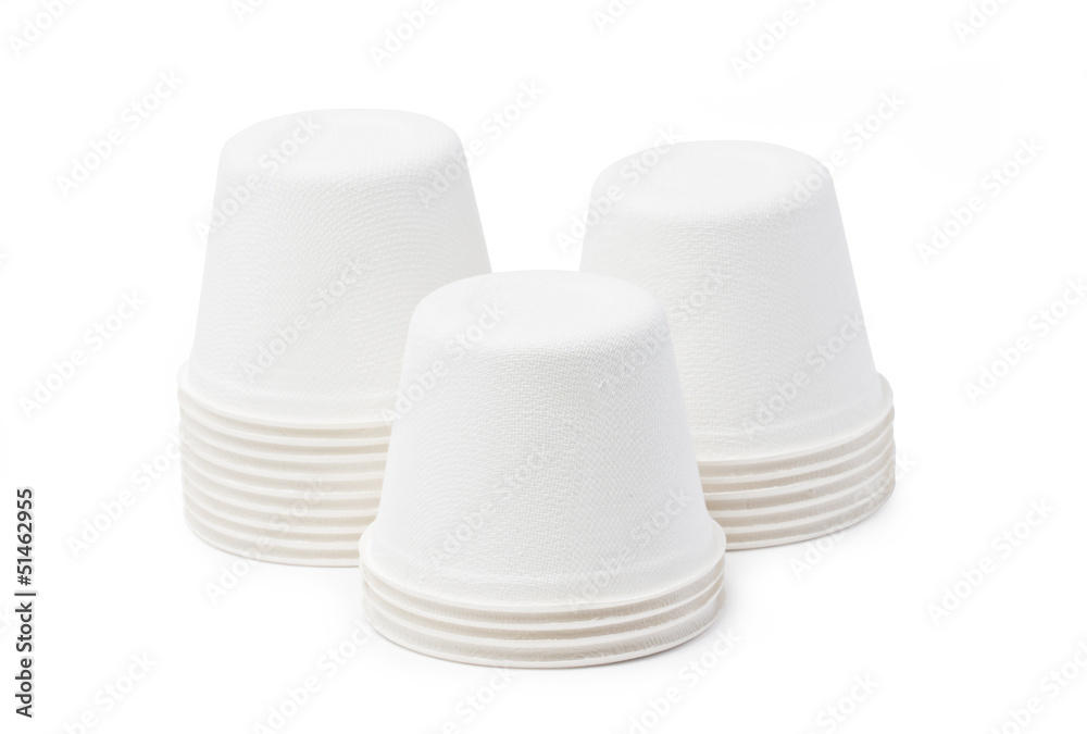 Biodegradable bowls stack isolated on white background. Stock Photo ...