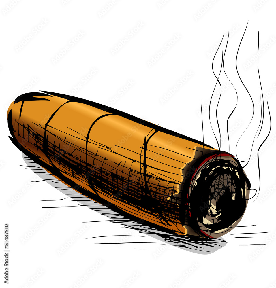 Lighting cigar sketch vector illustration Stock Vector | Adobe Stock