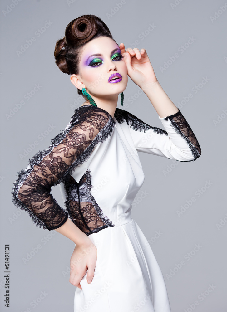 beautiful woman dressed elegant posing glamorous - studio shot Stock ...