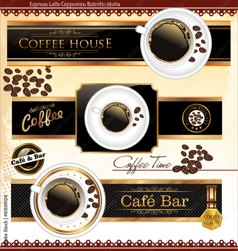 Elegant Coffee label set Stock Vector | Adobe Stock