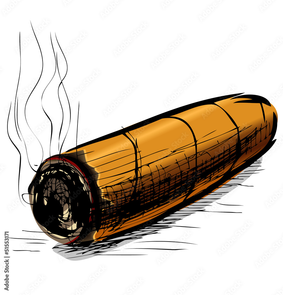 Lighting cigar sketch vector illustration Stock Vector | Adobe Stock
