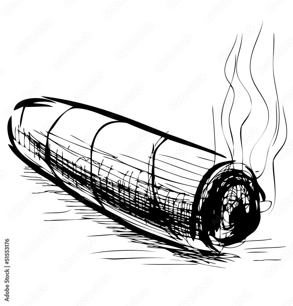 Lighting cigar sketch vector illustration Stock Vector | Adobe Stock