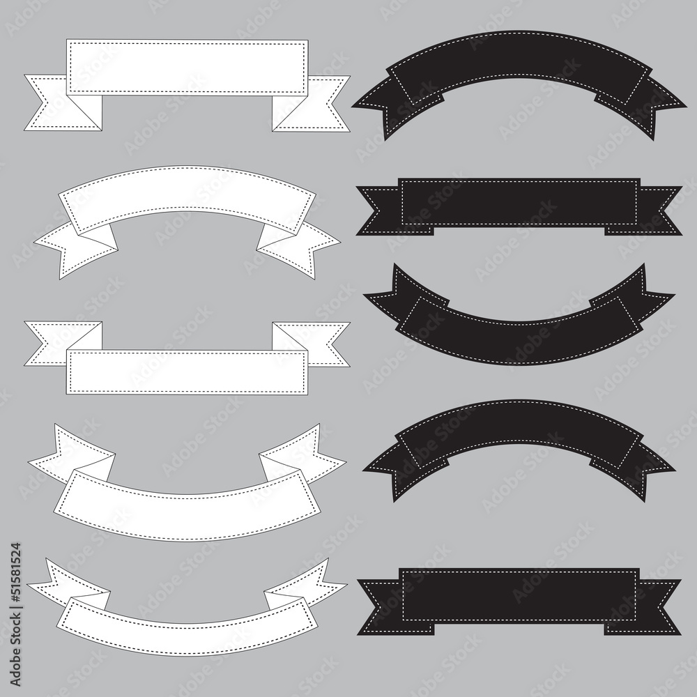Old ribbon banner ,black and white. Stock Vector | Adobe Stock