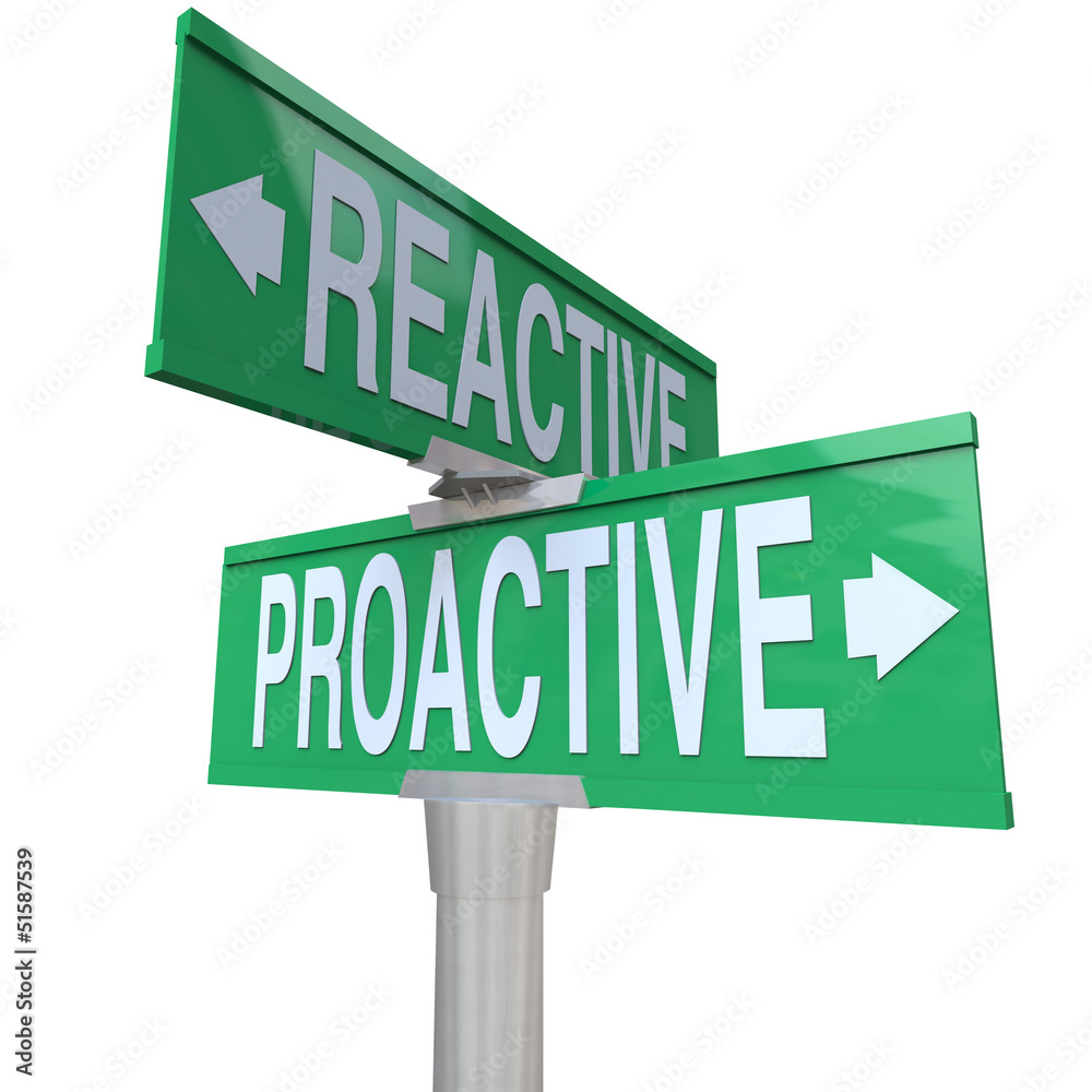 Proactive Vs Reactive Two Way Road Signs Choose Action Stock ...