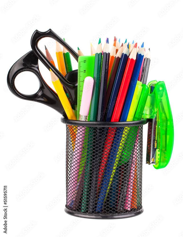 Pencils And Pens In A Cup