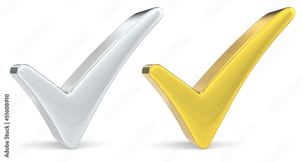 Foto de Check Mark. 2 x Check mark. Silver and Gold. do Stock | Adobe Stock