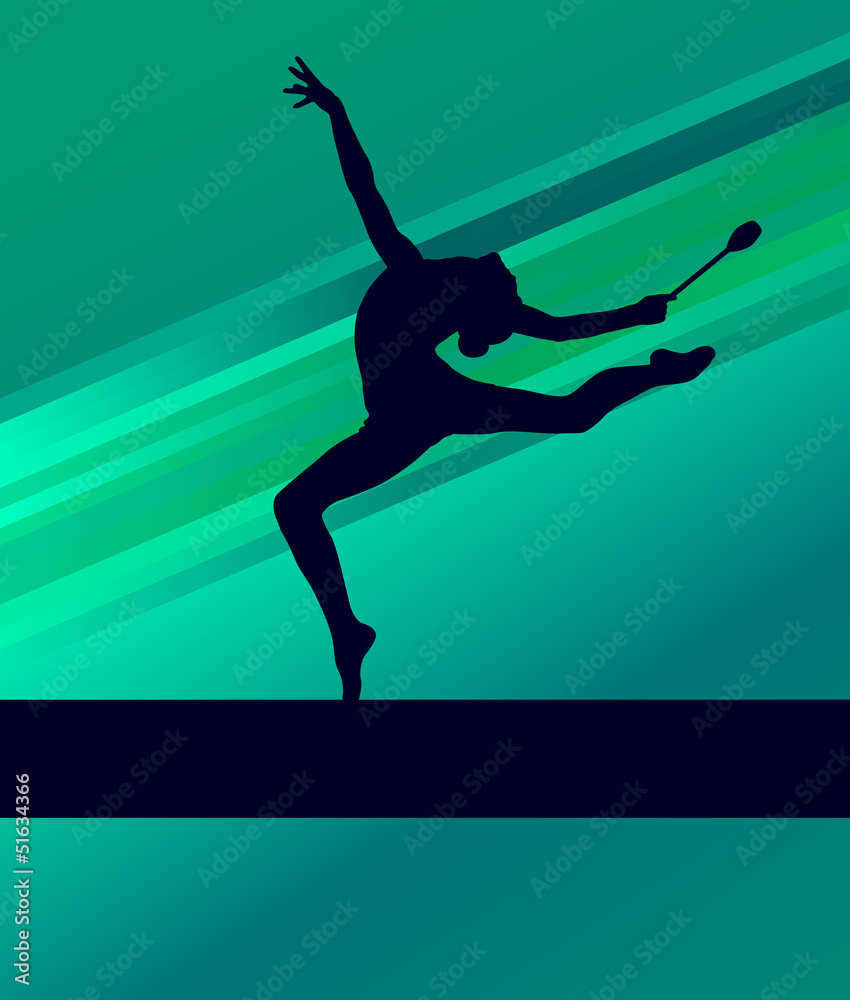 Rhythmic Gymnastics woman with clubs vector background Stock Vector ...