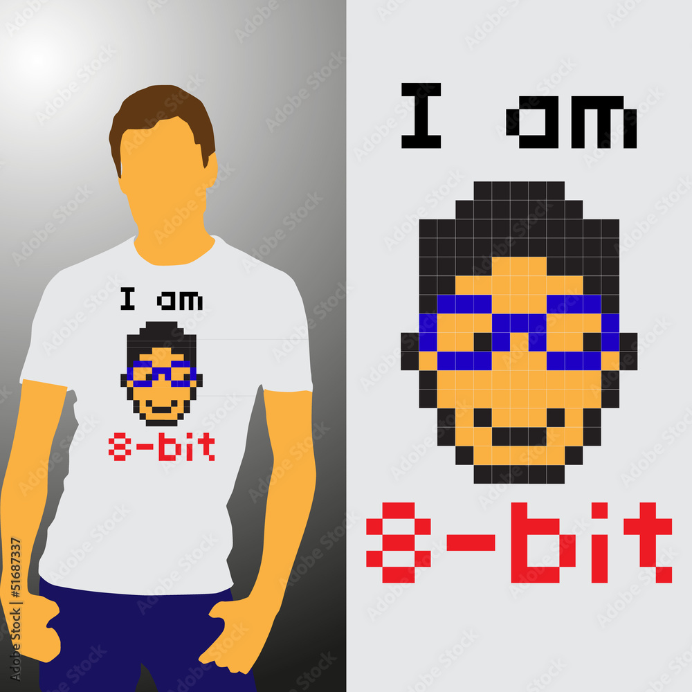 T-shirt design with pixel art illustration Stock Vector | Adobe Stock