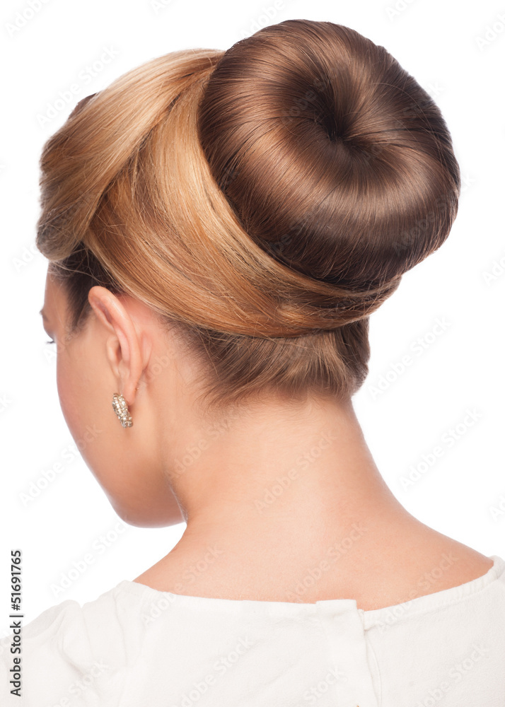Woman with elegant hair bun Stock Photo | Adobe Stock