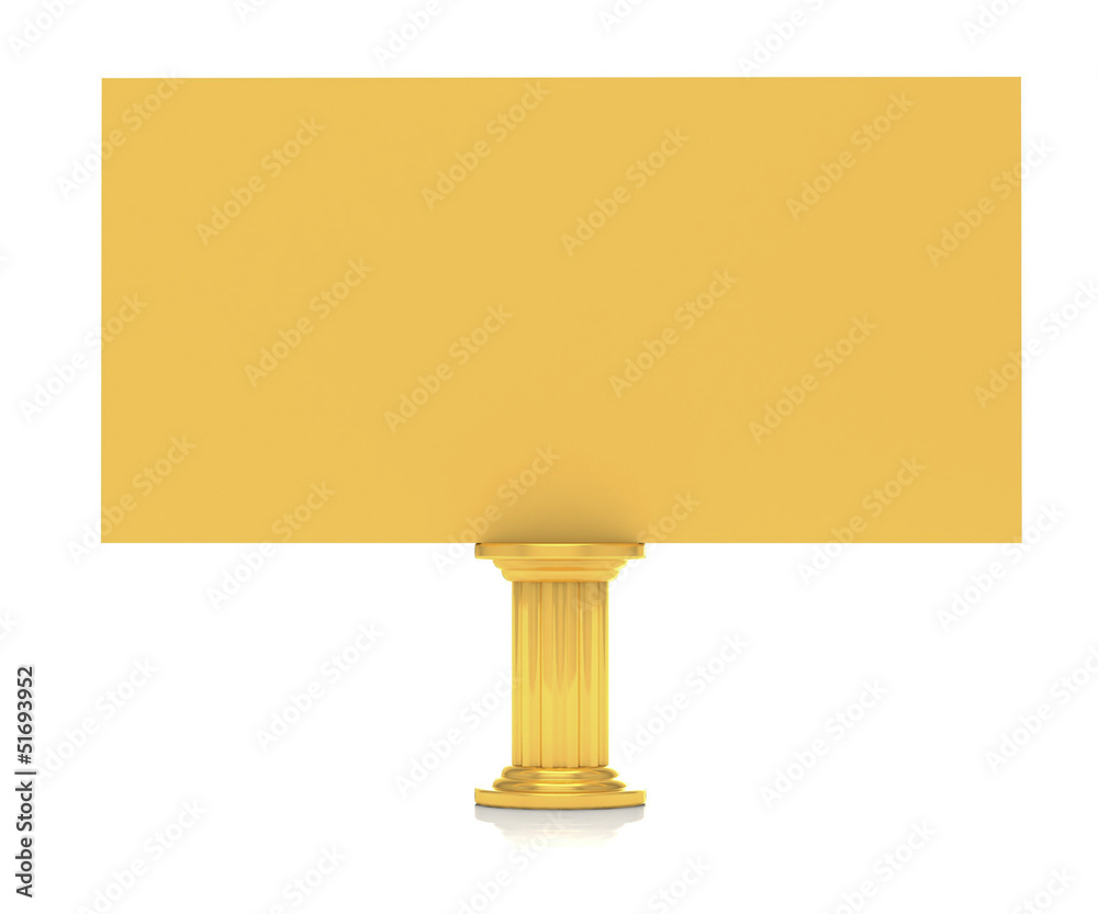 3d illustration of gold signboard isolated on white background Stock ...