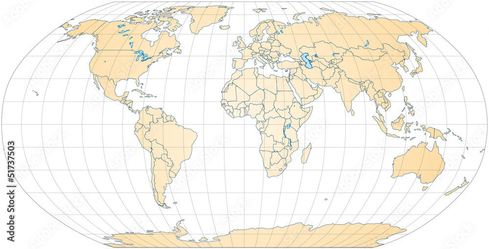 Weltkarte mit Gradnetzdarstellung Stock Vector | Adobe Stock