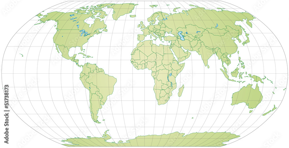 Weltkarte mit Gradnetzdarstellung Stock Vector | Adobe Stock