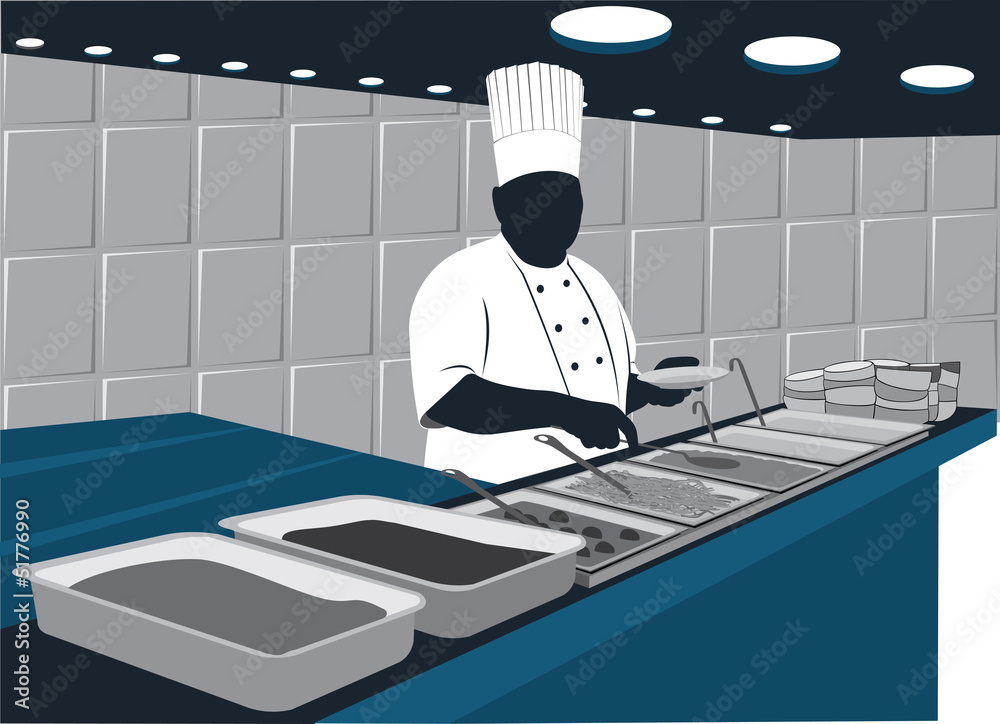 Chef in buffet Stock Vector | Adobe Stock