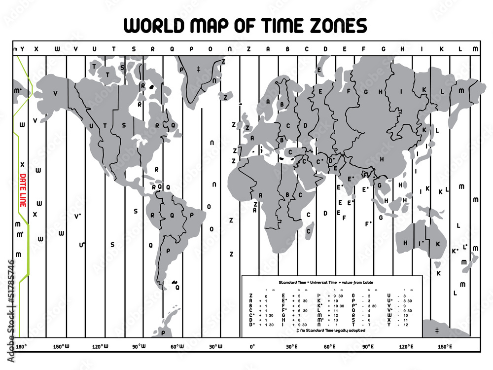 Timezone map Stock Illustration | Adobe Stock