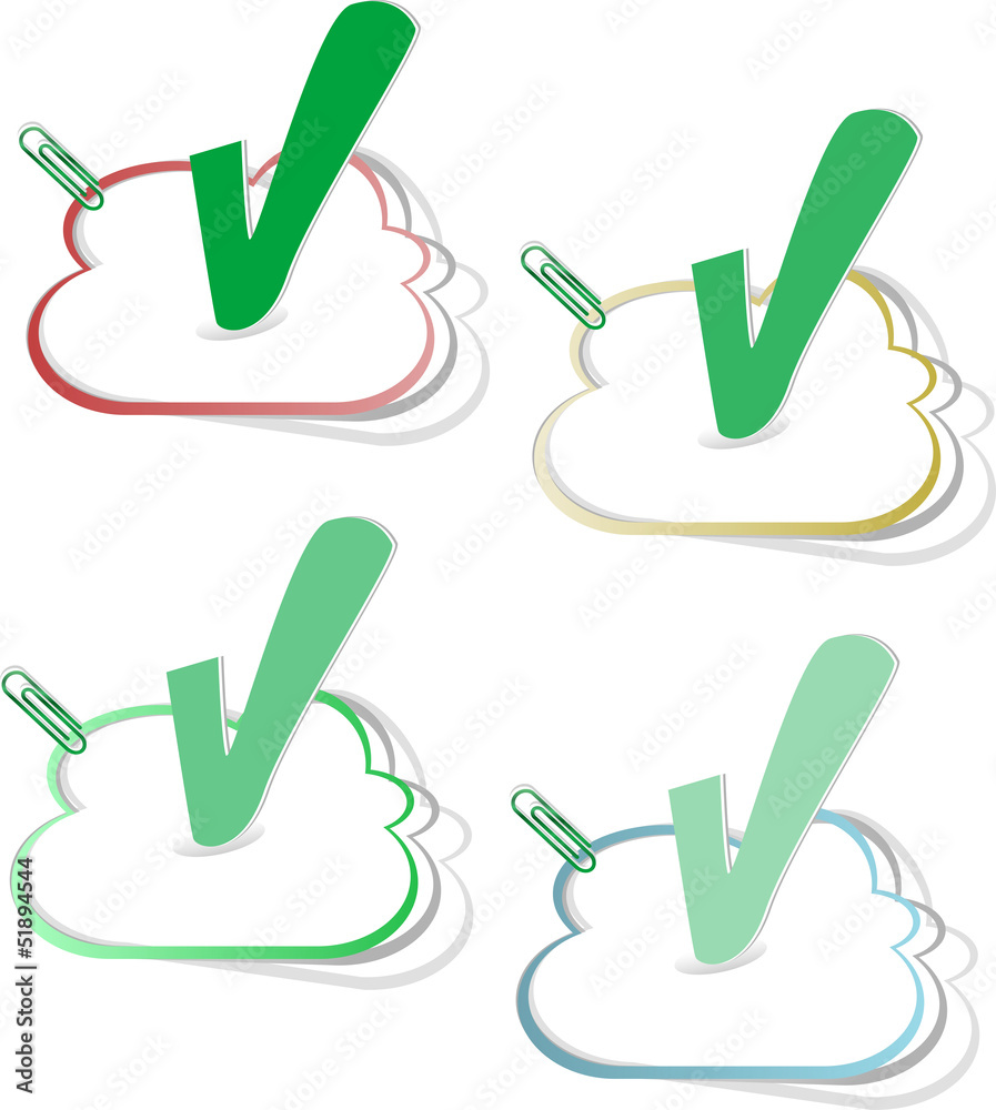 check mark button stickers set Stock Illustration | Adobe Stock