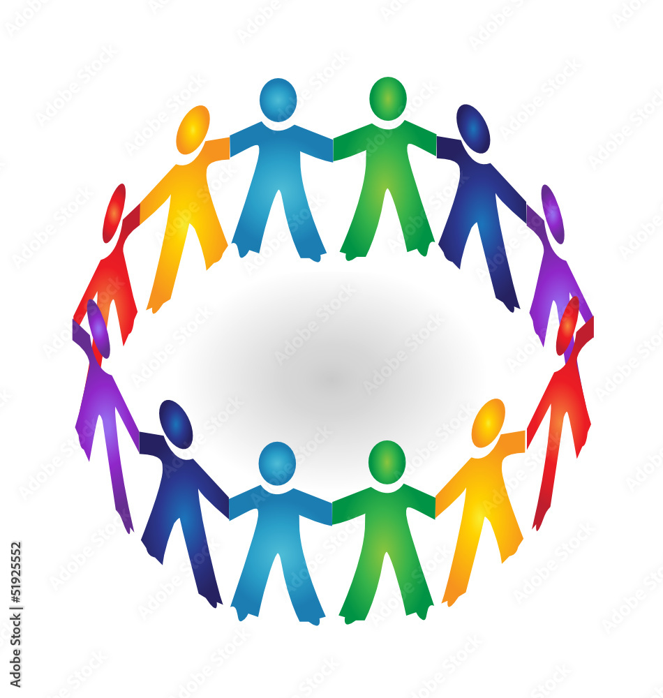 Teamwork holding hands logo vector Stock Vector | Adobe Stock